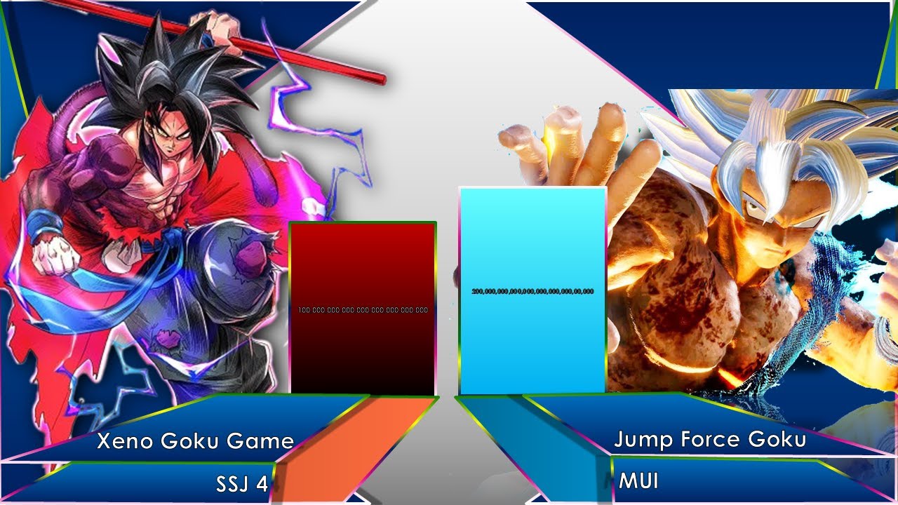 Xeno Goku(Games) Vs Jump Force Goku Power Level - YouTube