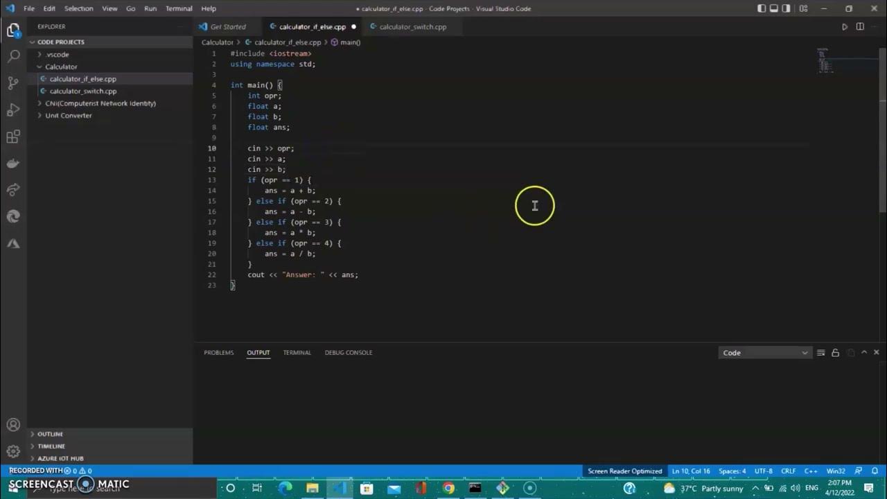 Calculator in C++ - |Two Ways| (Using If..Else If...Else and Switch ...