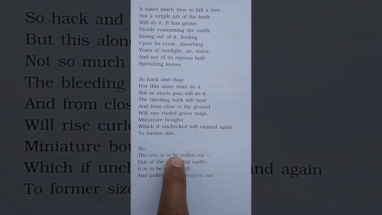 Class-9 Poem (On Killing a Tree) - YouTube