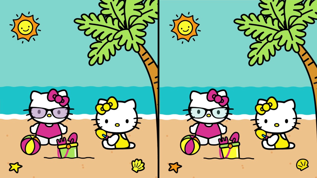 Encuentra las diferencias en la playa | El Mundo de Hello Kitty - YouTube