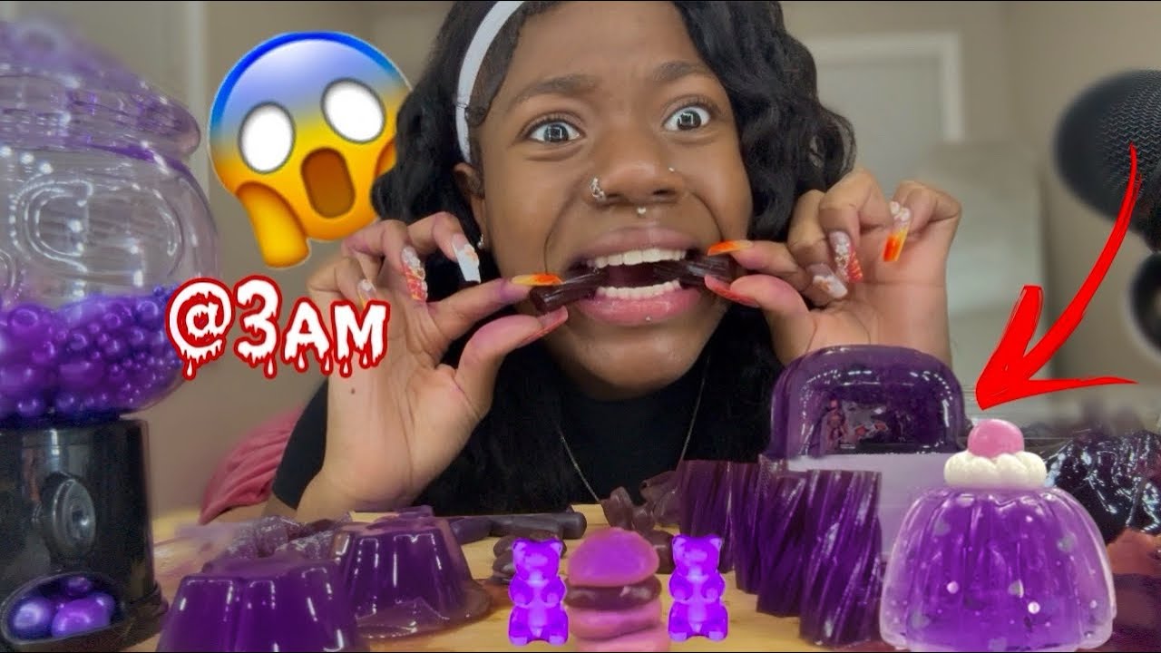 ASMR Eating only PURPLE candy Mukbang - YouTube