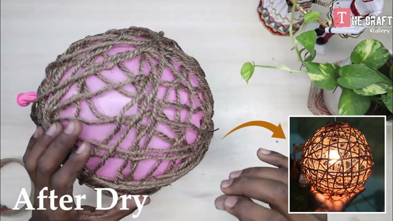 Jute Lamp Making At Home | Jute Candel Light | Wall Decoration, Jute ...