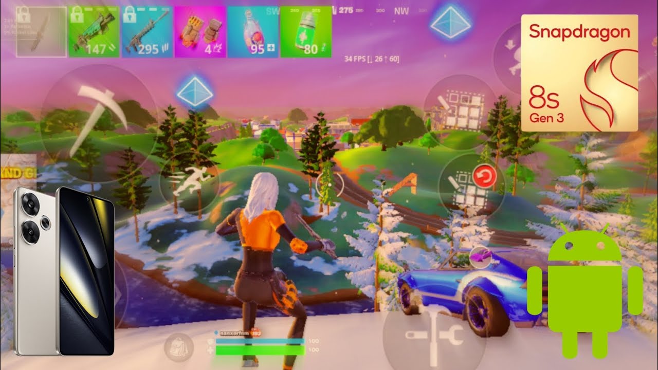 Fortnite Mobile Gameplay on a phone with snapdragon 8s Gen 3... - YouTube