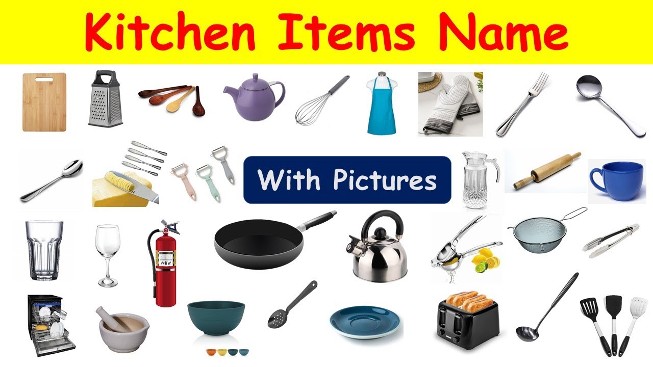 Kitchen Items Name in English with Pictures ll Kitchen Vocabulary in ...