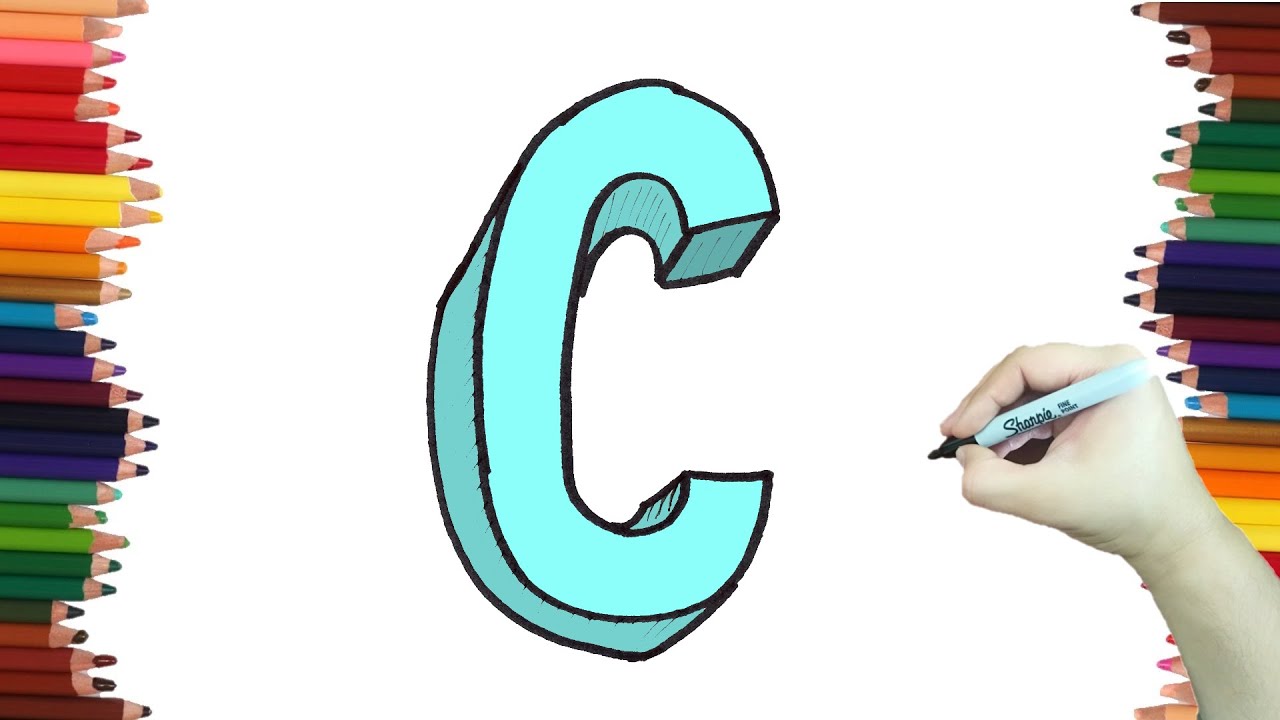 Dibujando un dibujo de la LETRA C en 3D - Dibubaron Speed Drawing - YouTube