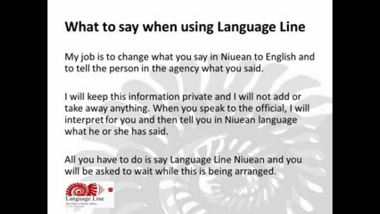 What to say when using Language Line - Niuean - YouTube