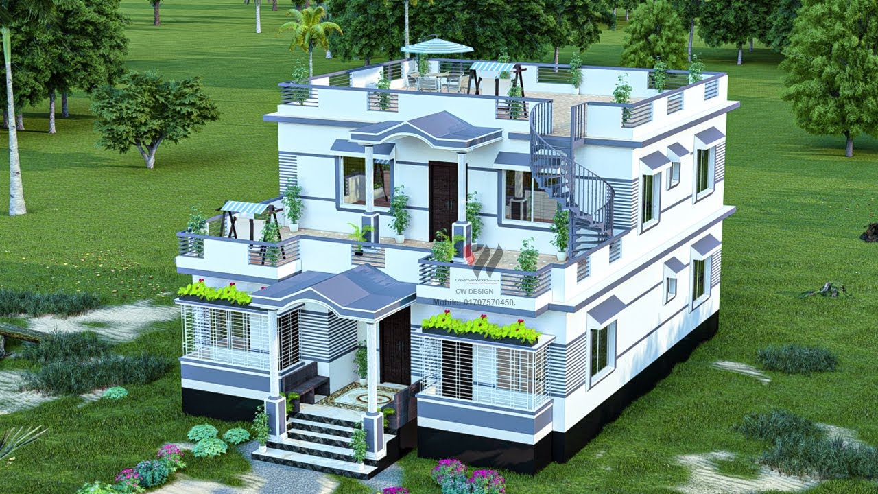 Duplex Barir Design Bangladesh. দোতালা বাড়ির ডিজাইন । ২ তলা বাড়ি ।Two ...