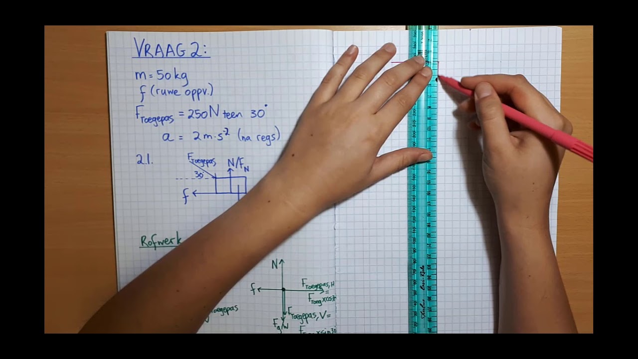 Newton se wette: Stootkrag teen 'n hoek (met wrywing) - YouTube