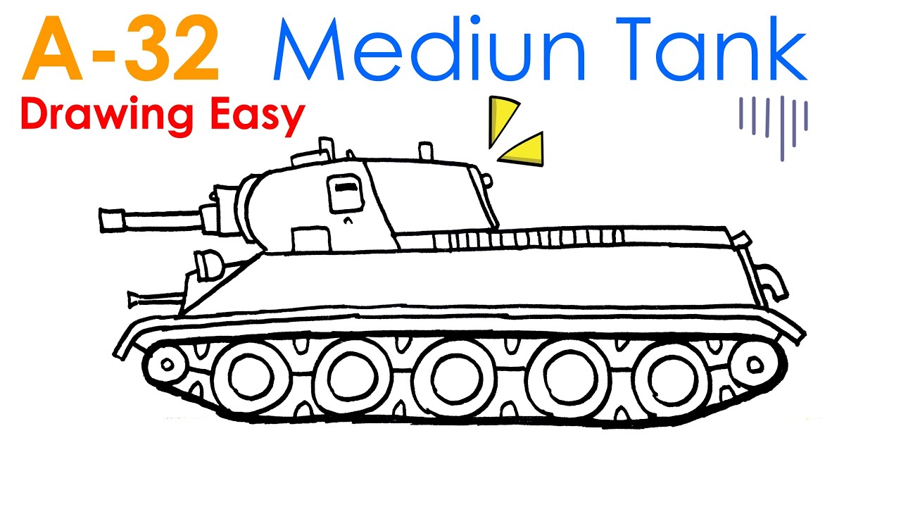 Cara Menggambar Tank A-32 Medium Tank | Tank Drawing Easy - YouTube