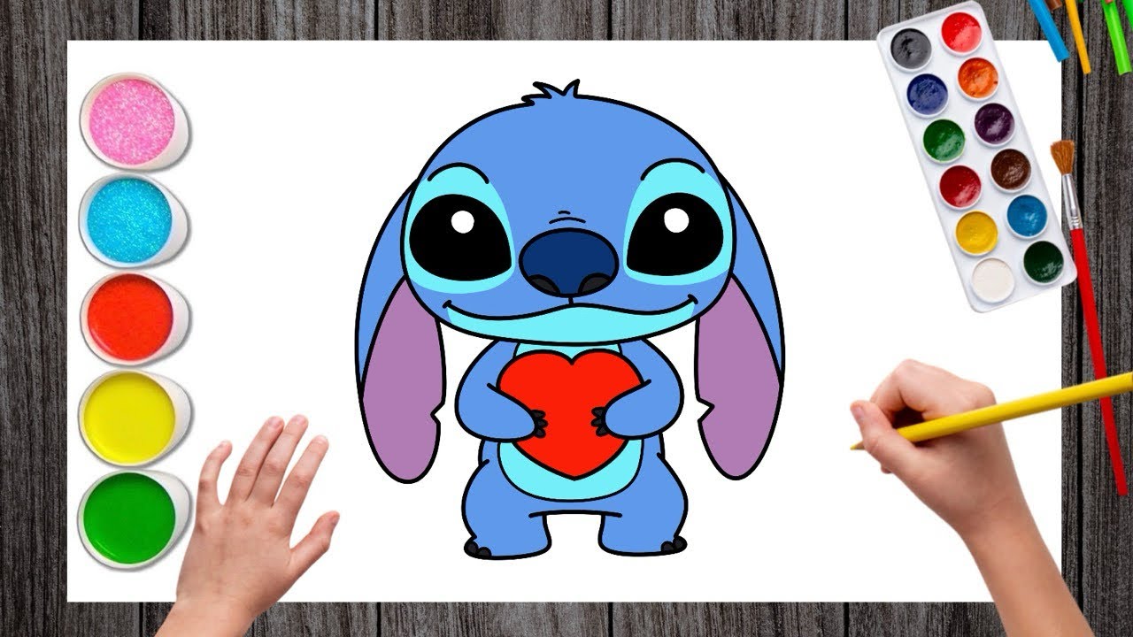 How to Draw Stitch Holding a Heart ️ | Lilo and Stitch Drawing - YouTube