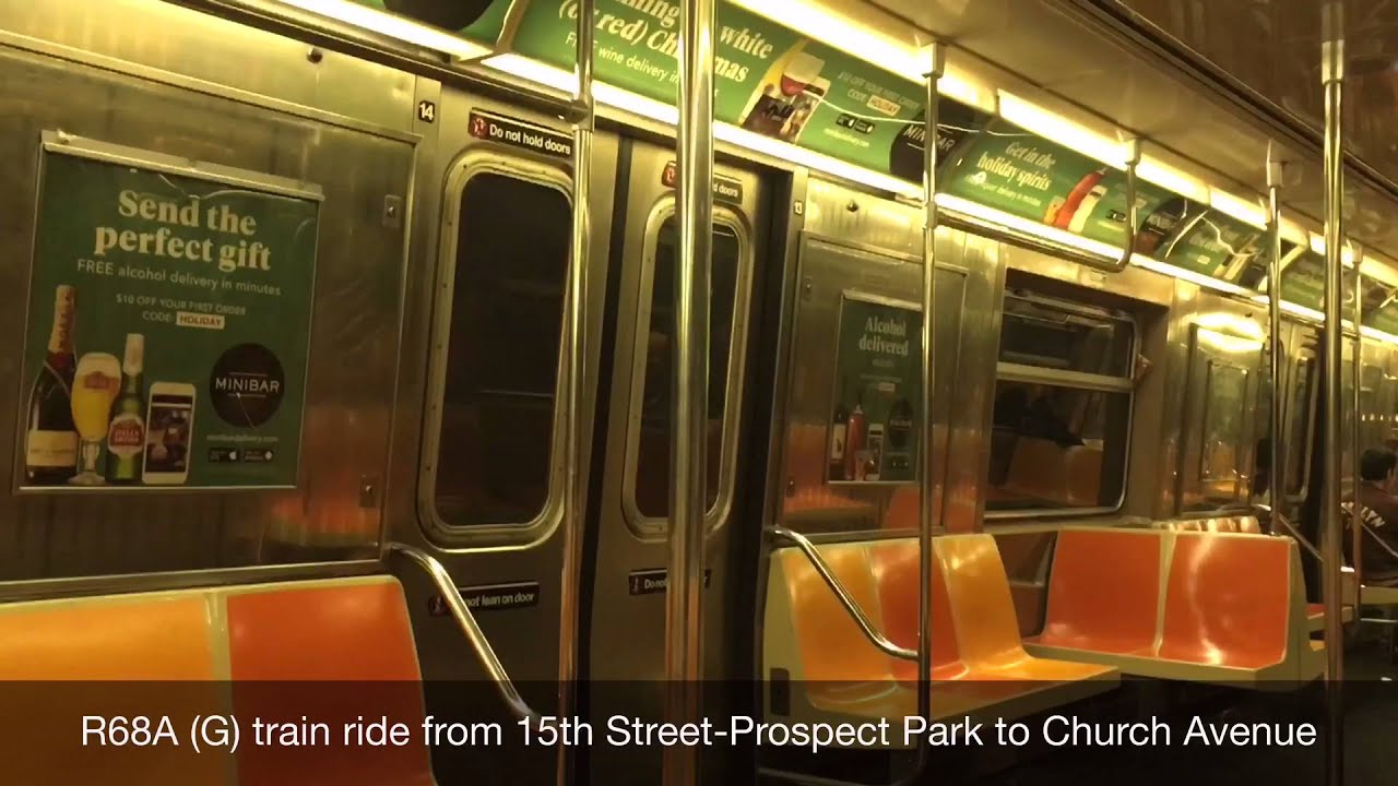 Downtown R68A (G) train ride from 15th Street-Prospect Park to Church ...