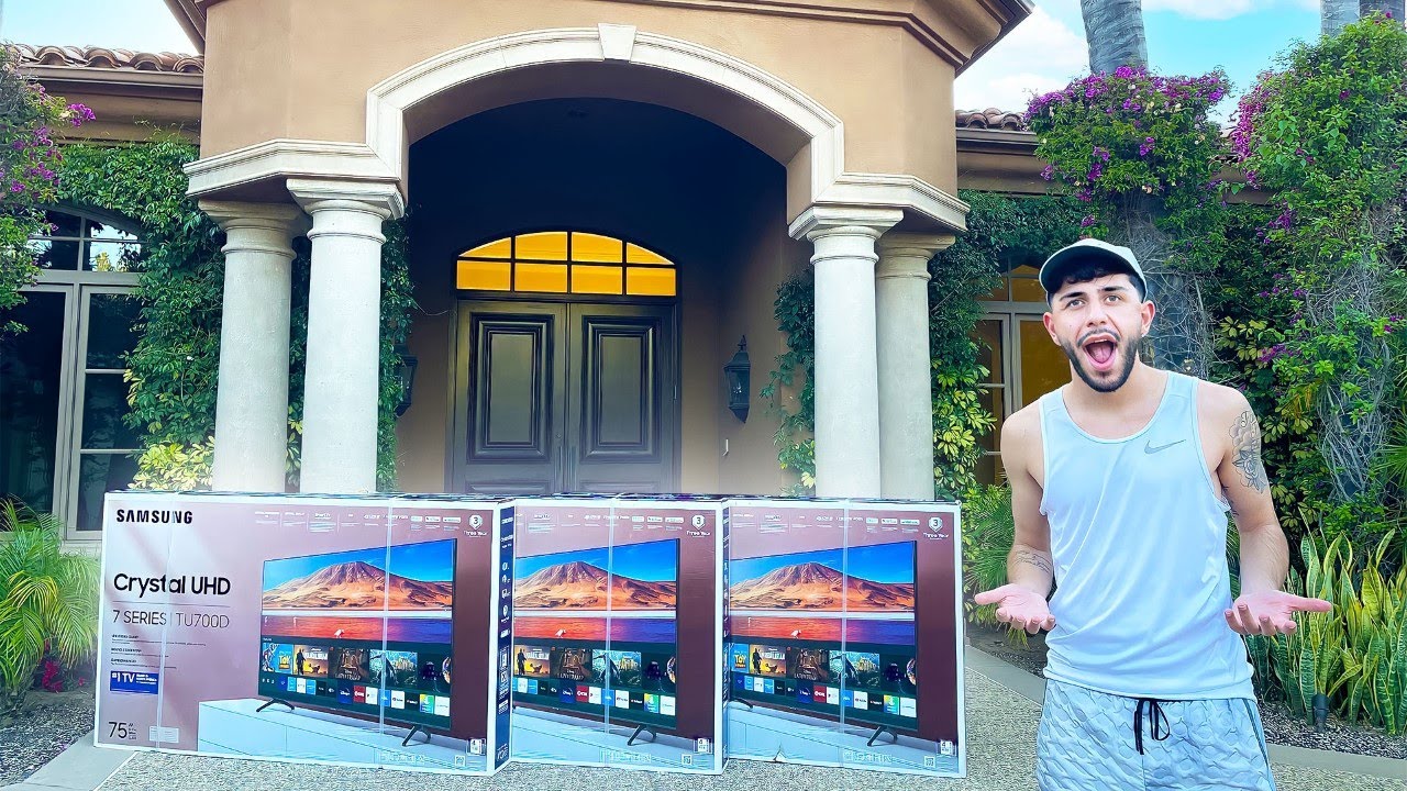 I Surprised Brawadis with $10,000 of TV's For His NEW HOUSE! - YouTube