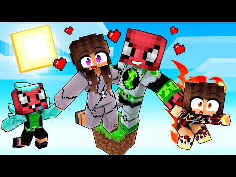 TEK BLOKTA BEN 10 AİLEM İLE KAÇIŞ!🏃‍♂️💨 - Minecraft