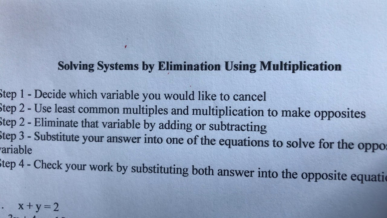 Lesson 15 - Solving systems Using Elimination with multiplication - YouTube