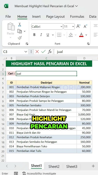 HIGHLIGHT PENCARIAN DI EXCEL‼️#belajarexcel #exceltips #excelhacks #exceltutorial #excel # ...