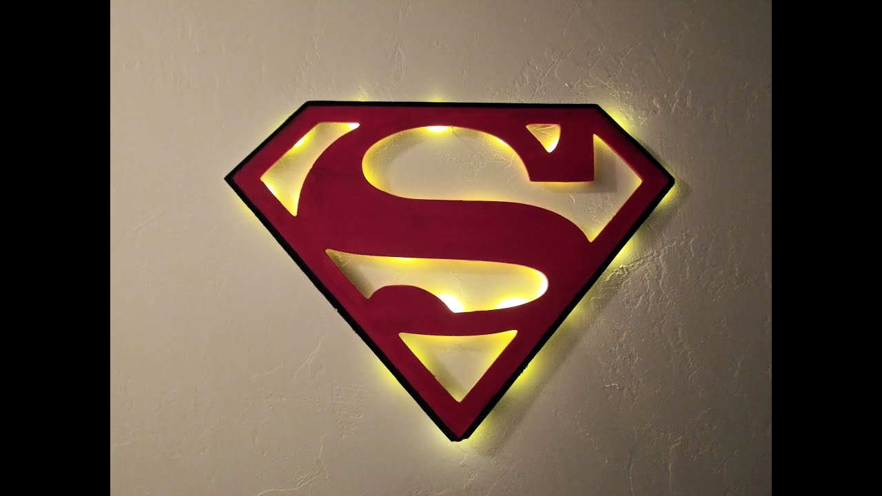 Superman Logo Wall Sign with LED Lights - YouTube