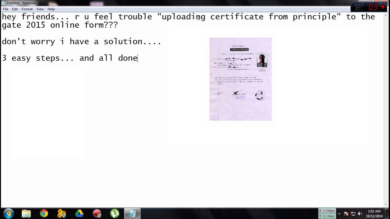 how to upload certificate from principle in gate 2015 form - YouTube