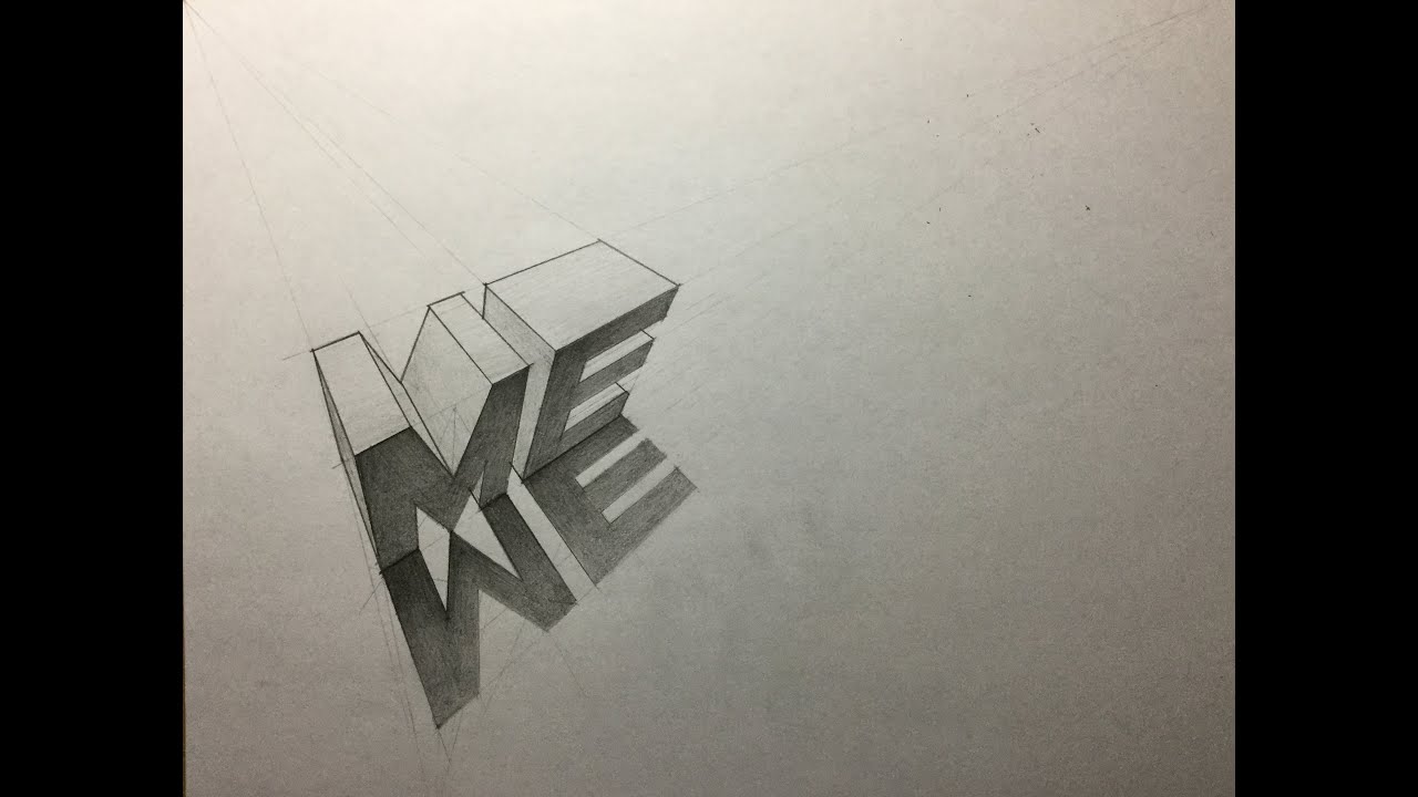 How to draw the letter "ME" in Three Point Perspective, part 1 - YouTube
