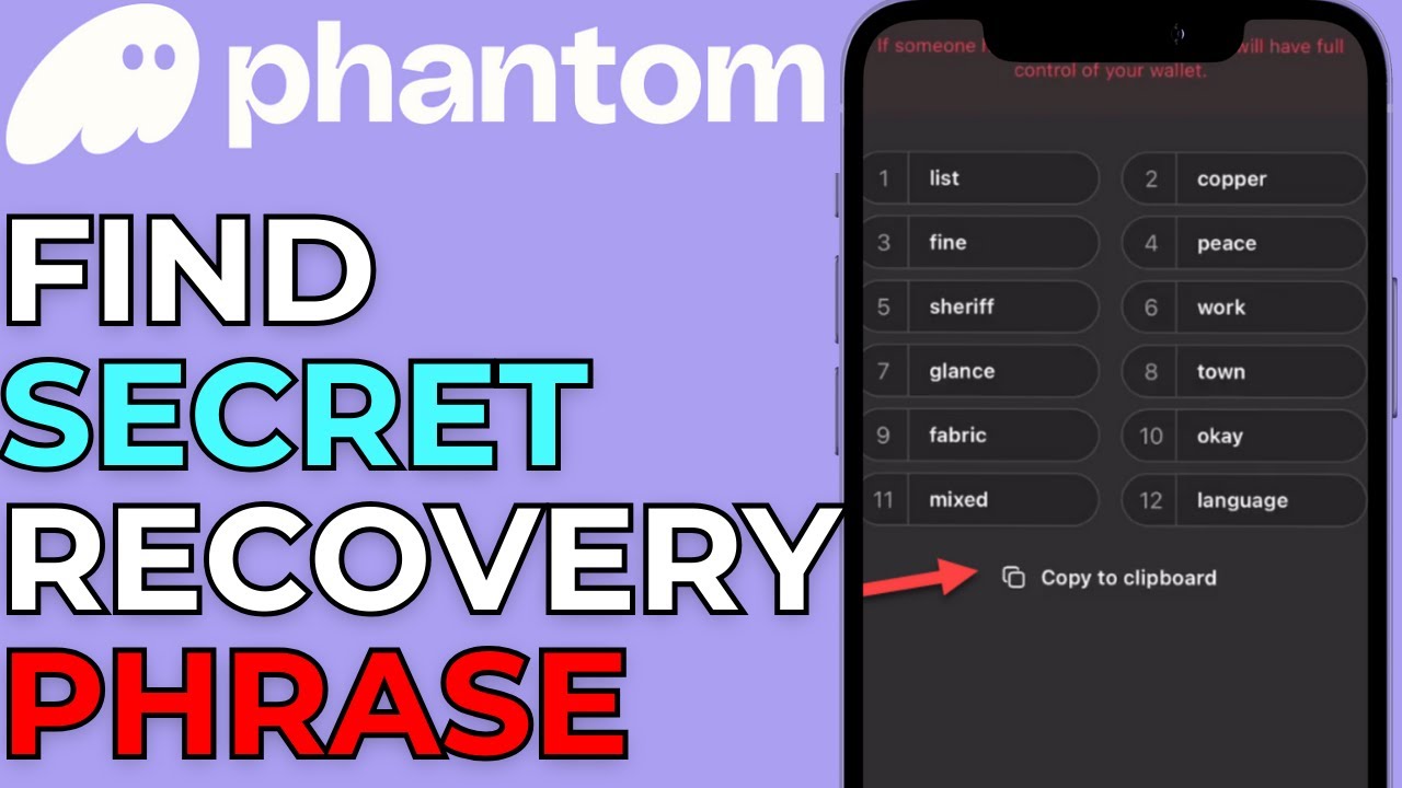 How to Find and Copy Secret Recovery Phrase in Phantom Wallet - YouTube