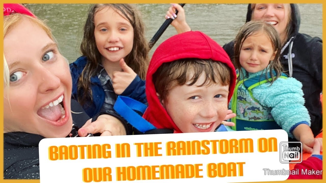 HOMEMADE BOAT!! On the Lake in our DIY BOAT in the rain!! So FUNNY ...