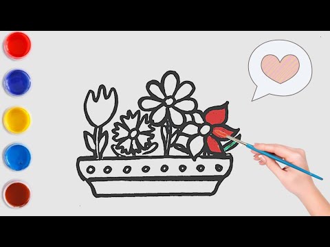 How to Drawing,Colоring,Painting 🌷🌻🌺 FLOWERS Easy. Flower Coloting step ...