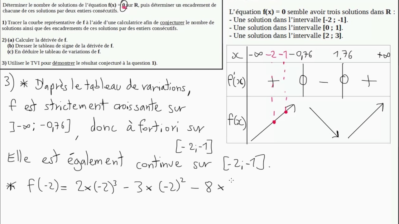 Continuité et dérivabilité (TES) - Exercice classique sur le TVI - YouTube