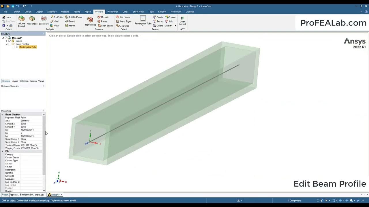 011 Ansys WorkBench Mechanical - SpaceClaim™: How to Edit Beam Profile, Beam Parameterization l ...