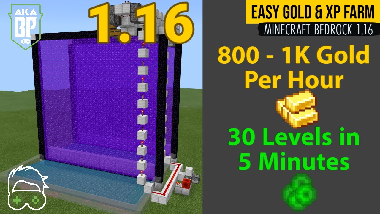 Easy Gold & XP Farm | 800 - 1K Gold | Minecraft Bedrock - YouTube