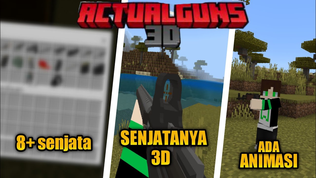ADDON ACTUAL GUNS 3D, ADDON SENJATA MINECRAFT MCPE 1.19+!! SENJATANYA ...