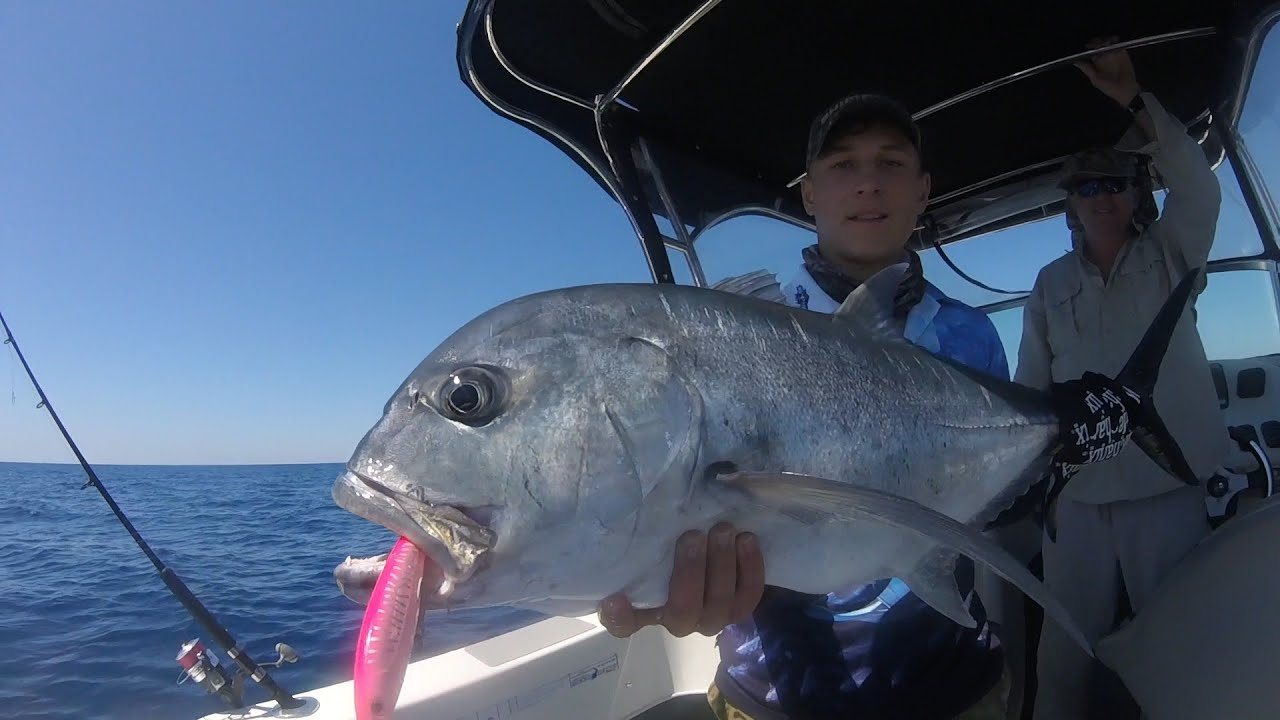 93cm GT fishing Townsville, 2 Flathead and 12 Barramundi off Townsville ...