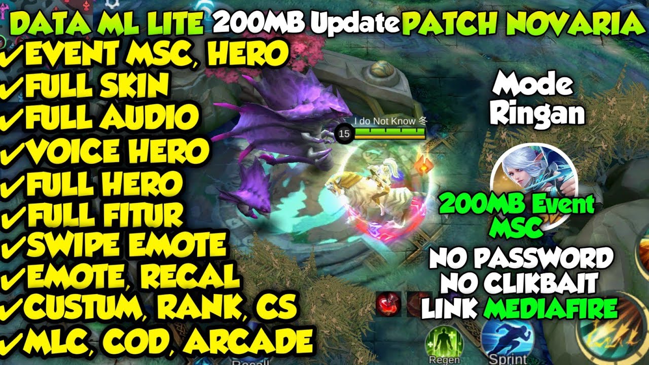 Data Ml Lite 200MB Original Update Patch Novaria No Password | Ml Lite ...