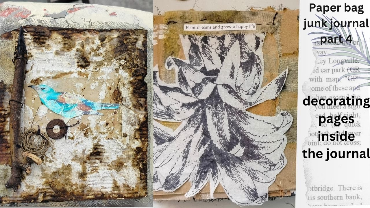 Part 4/ 5+junk journal spread inspiration ideas ||Decorating inside the ...