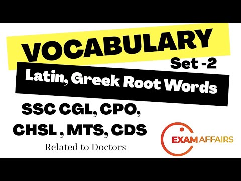 VOCABULARY in Hindi। Latin Greek Root words। Set 2।SSC CGL।CPO।MTS।CDS ...