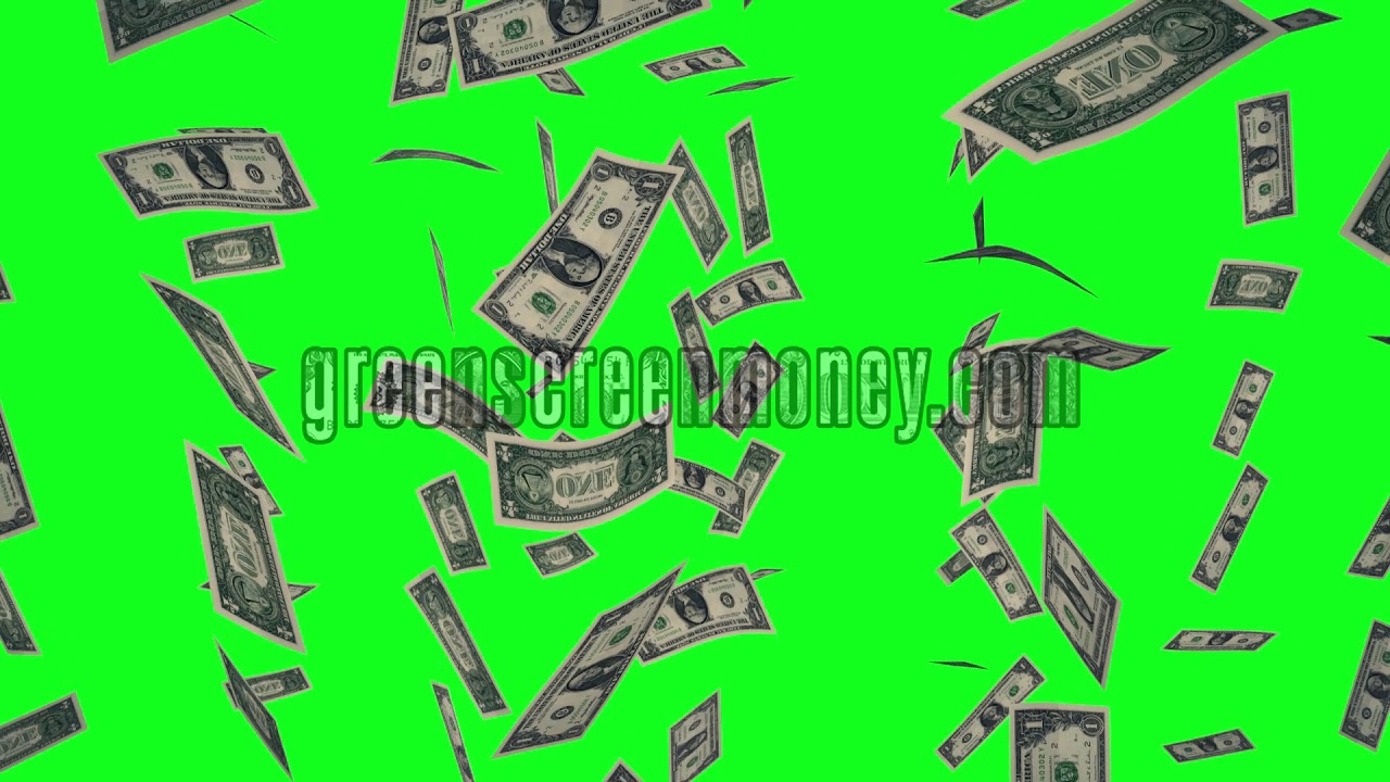 1 Dollar Green Screen Falling Money Bills Banknotes Chroma Key ...