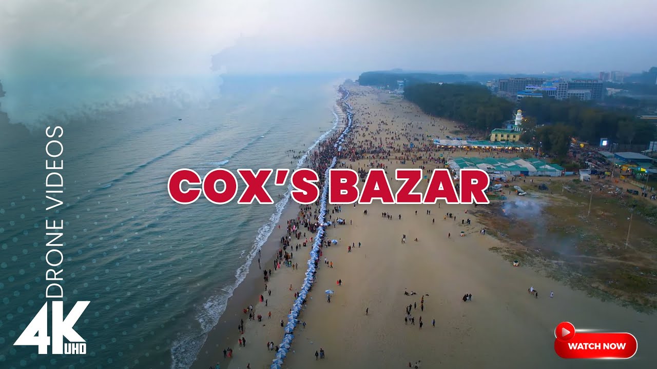 Amazing aerial view of Cox's Bazar Sea Beach - YouTube