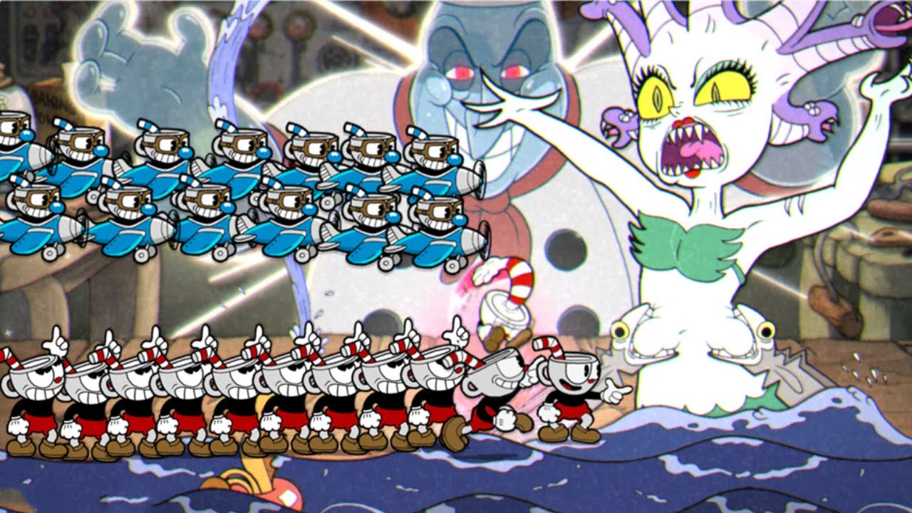 Cuphead + DLC - What If Mugman Army & Plane Army vs Chef Saltbaker ...