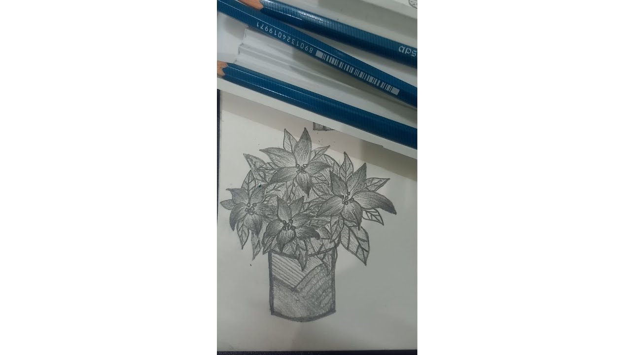 Easy and Simple Flower Pot Drawing | How to draw a Flower Pot Step by ...