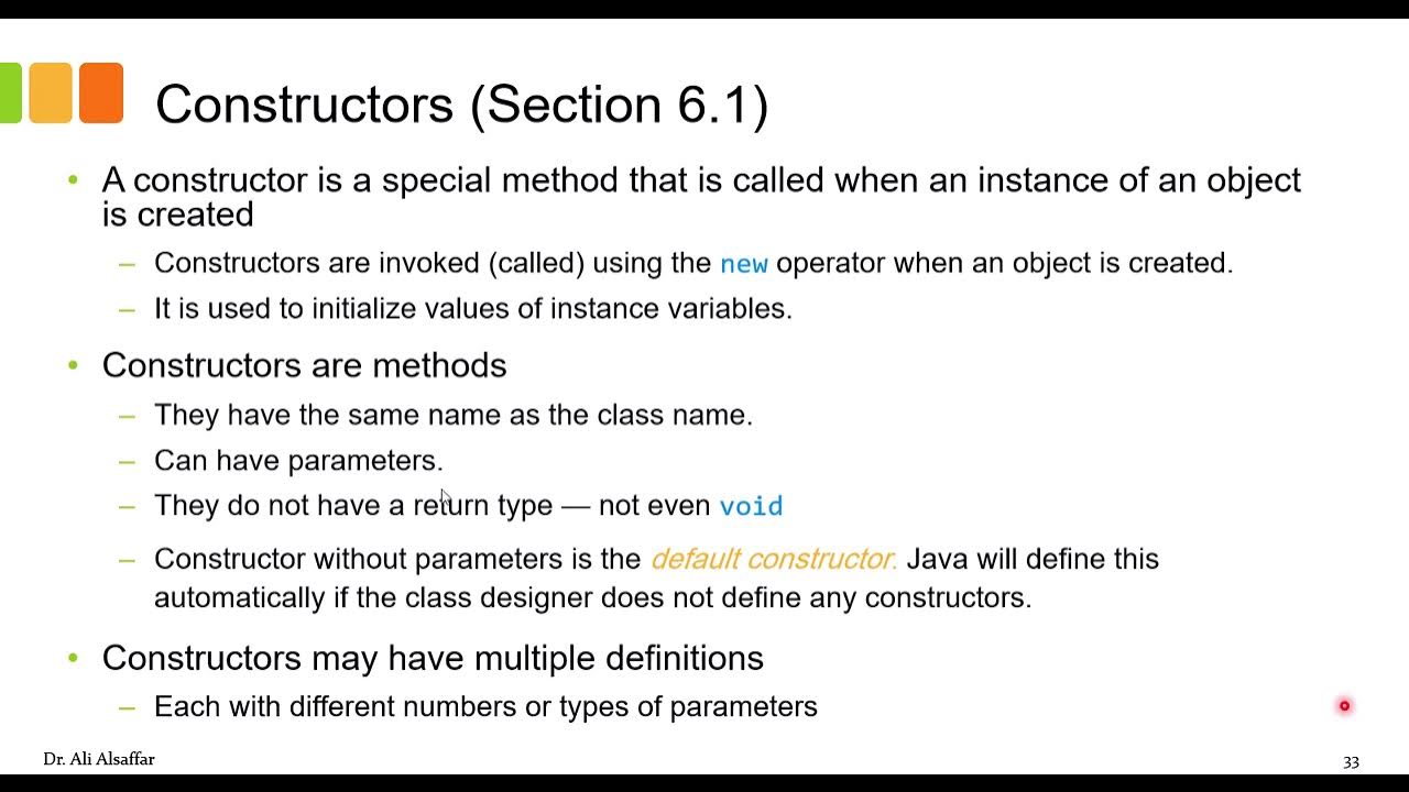Lecture 63 - Chapter 6 - Constructors - ITCS113 - YouTube