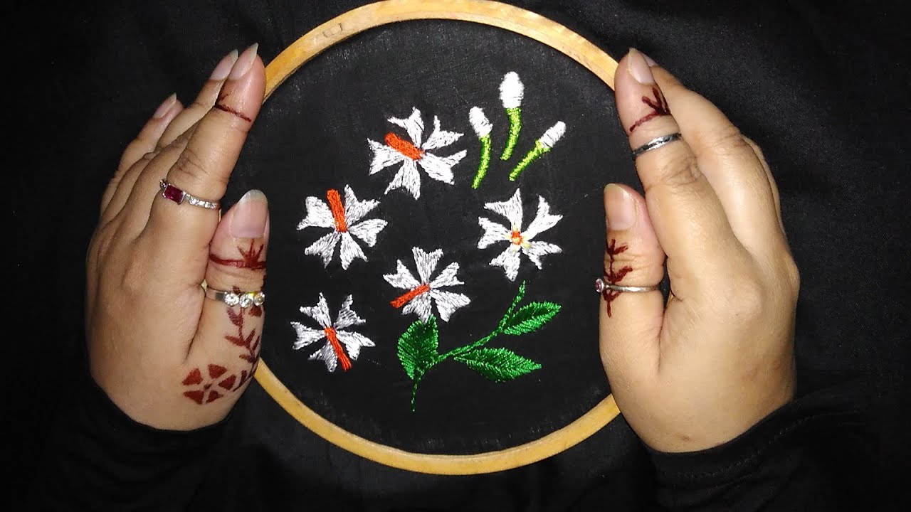 সহজভাবে হাতেই সেলাই করুন শরতের শিউলি ফুল || Easy hand embroidery ...