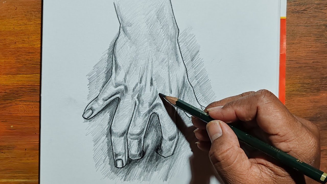learn to draw the hand shade process - YouTube