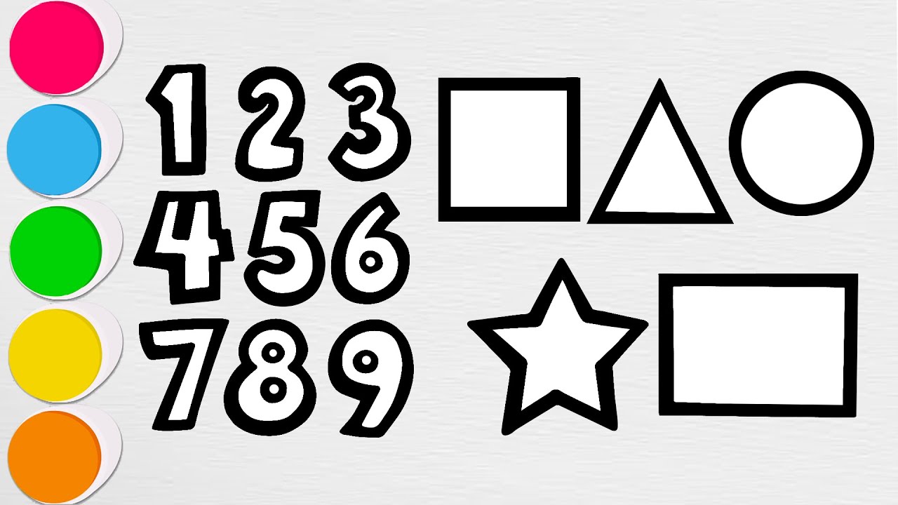 How to Draw Numbers 1-9 and Basic Shapes | Easy Drawing for Beginners ...