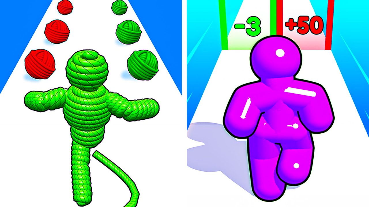 Rope Man Run vs Tall Man Run, Rope & Collect Colorful Yarn Game, Tall ...