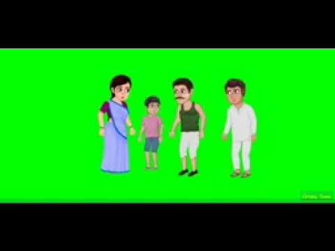cartoon animation video green screen Village Man with family ...