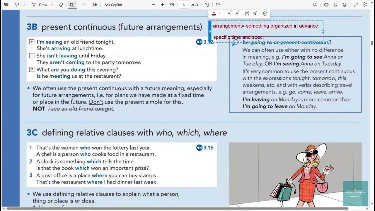 English File, Present Continuous (Future arrangements), Grammar Bank 3B ...