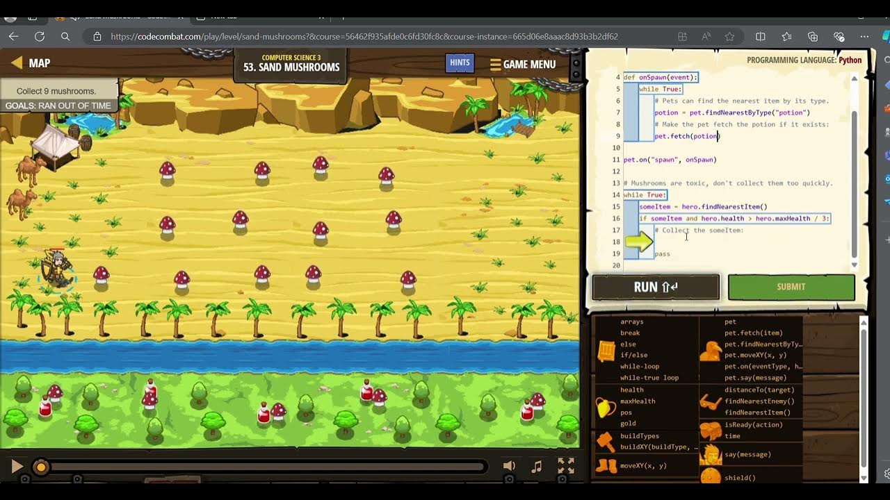 Codecombat Computer Science Level 3 Sand Mushroom Youtube