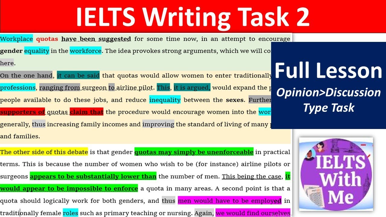 IELTS Writing Task 2 | Full Lesson | Opinion (Discussion) Type Task ...