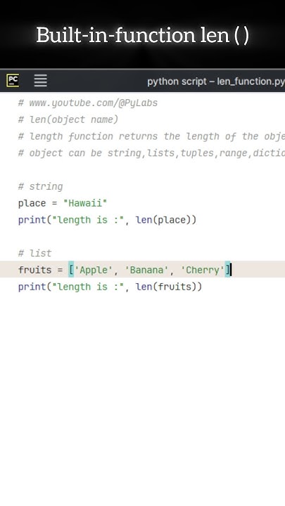 Find The Length Of An Object Using Len Function In Python Python