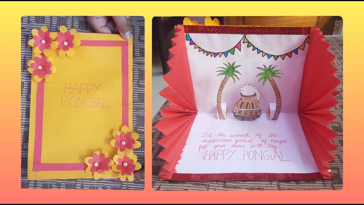 DIY Easy greeting card for PONGAL | Happy pongal 2022 | Greeting card ...