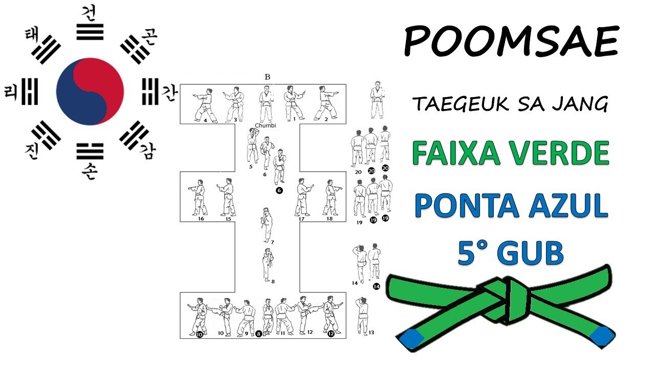 Poomsae TAEGUK SA JANG - Faixa verde ponta azul - YouTube