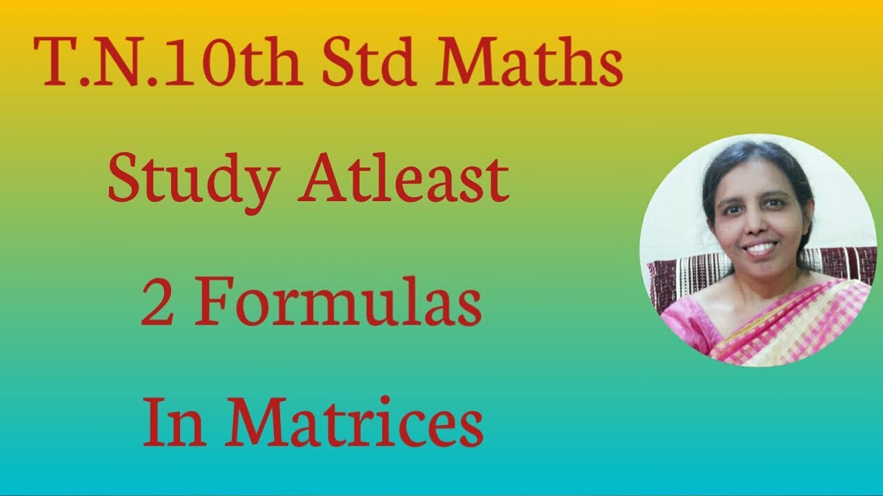 T.N. 10th std maths matrices Formulas | - YouTube